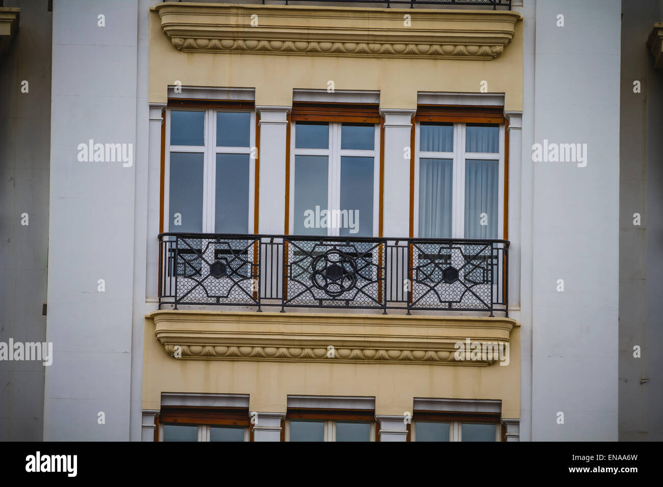balconies, tipical architecture of the Spanish city of Valencia Stock ...