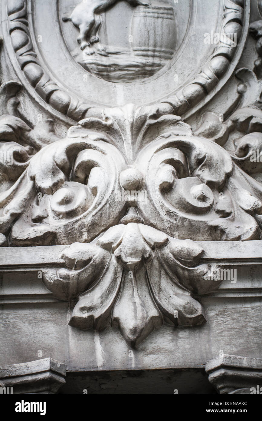 flourishes carved in stone, Spanish city of Valencia, Mediterranean ...