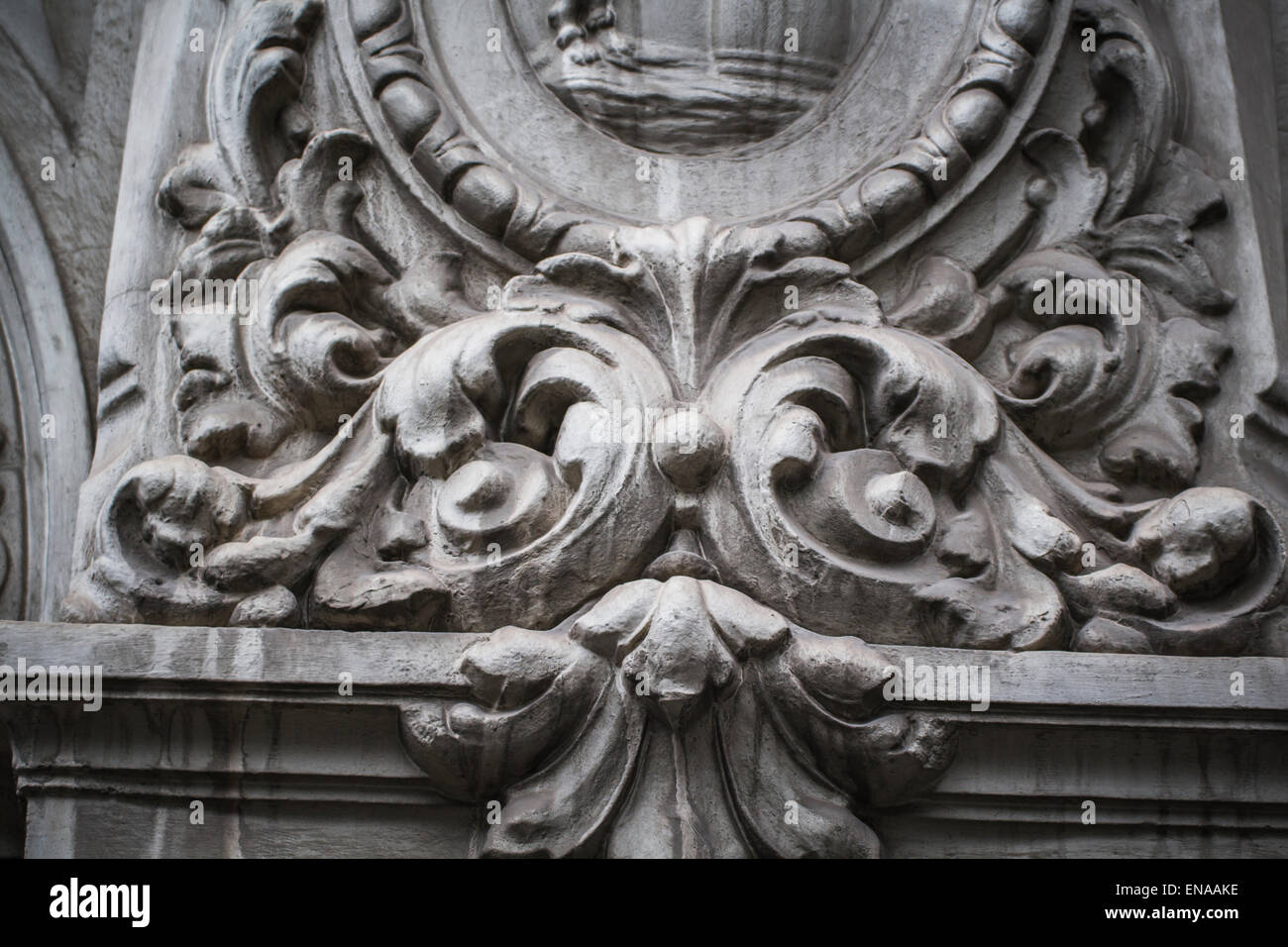 flourishes carved in stone, Spanish city of Valencia, Mediterranean ...