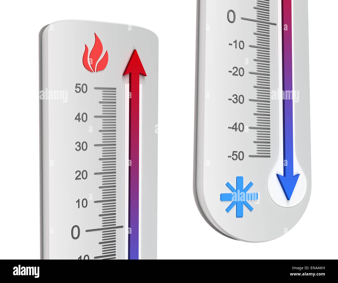 Thermometer concepts - rise and fall of temperature Stock Photo - Alamy