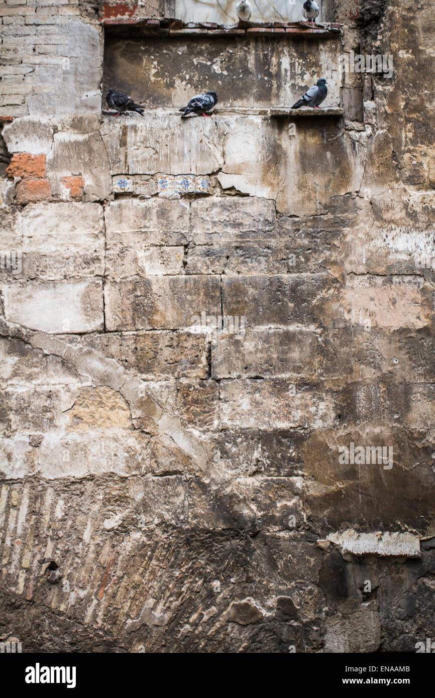 textured stone wall, Spanish city of Valencia, Mediterranean ...