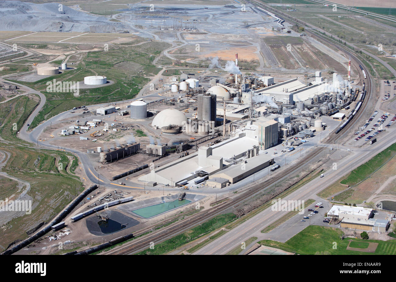 An aerial view of an industrial factory Stock Photo - Alamy