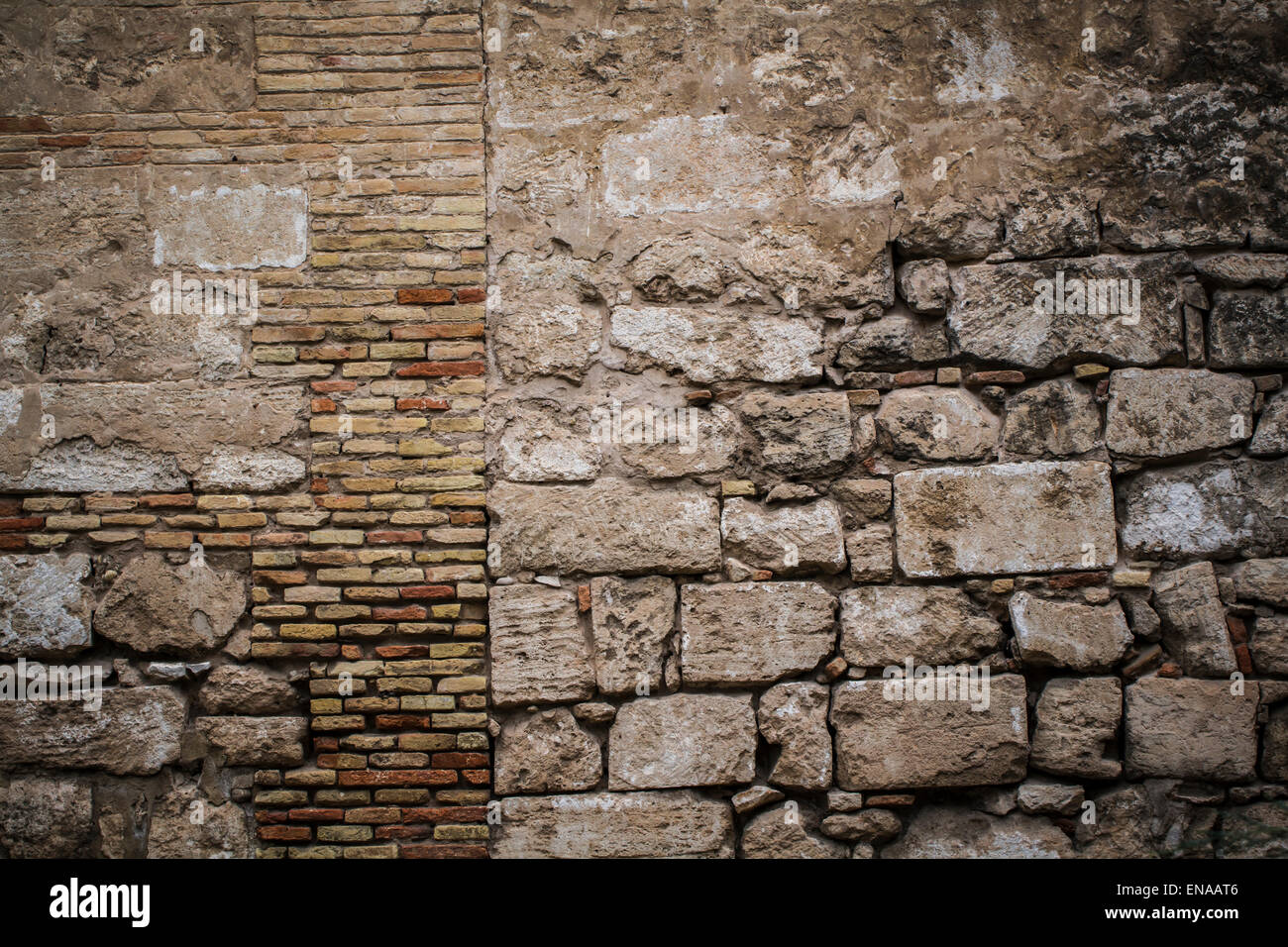 textured stone wall, Spanish city of Valencia, Mediterranean ...