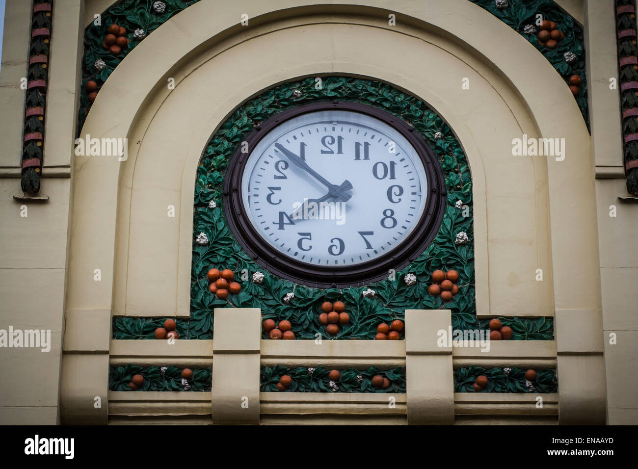 clock tower, Spanish city of Valencia, Mediterranean architecture Stock ...