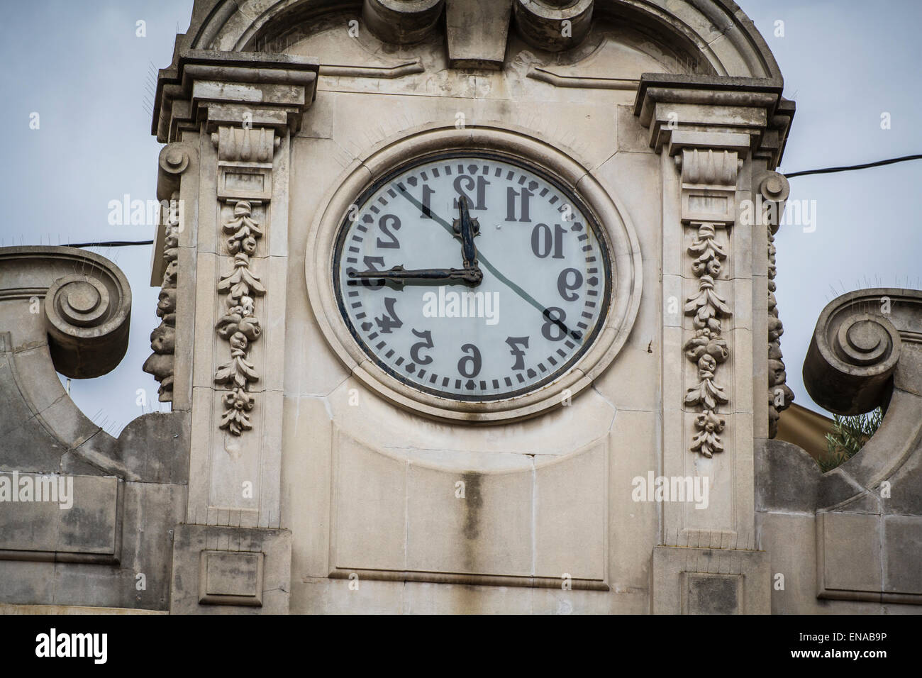 clock tower, Spanish city of Valencia, Mediterranean architecture Stock ...