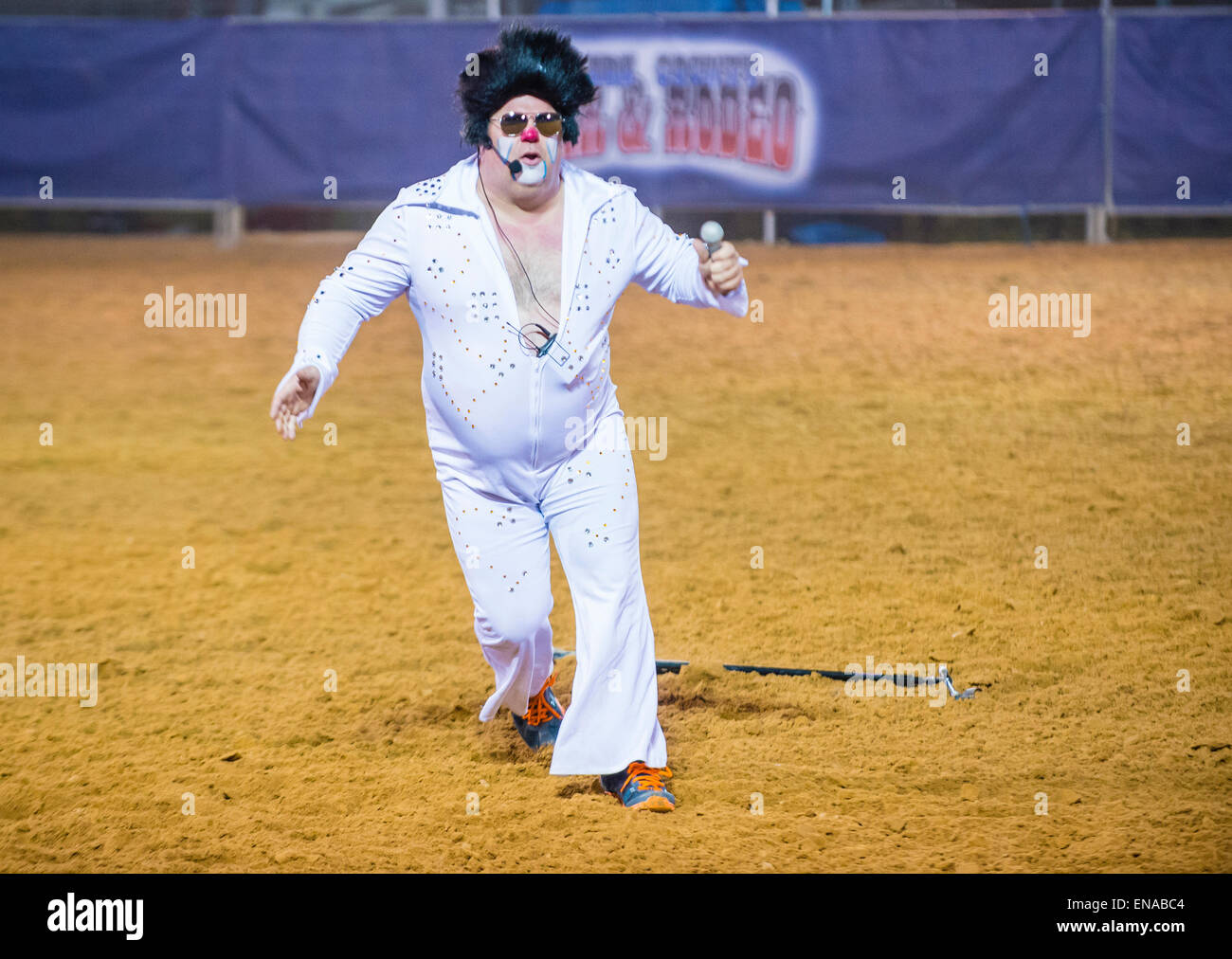 Rodeo Clown performing in the Clark County Fair and Rodeo a ...