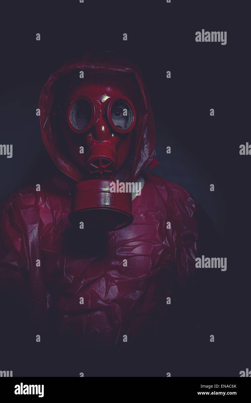 Ebola infection concept, man with red gas mask Stock Photo - Alamy