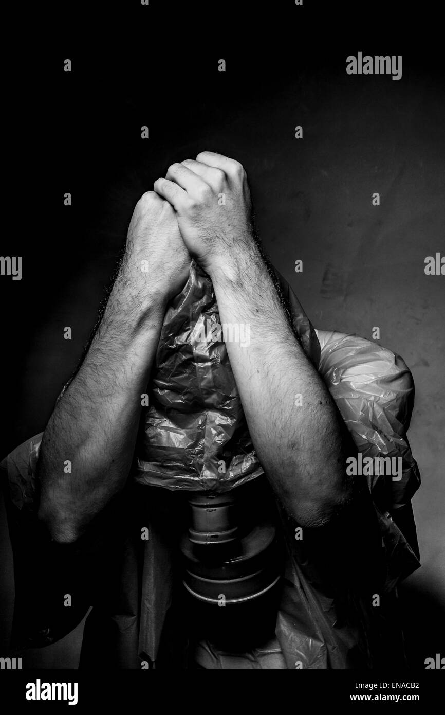 Ebola infection concept, man with red gas mask Stock Photo - Alamy