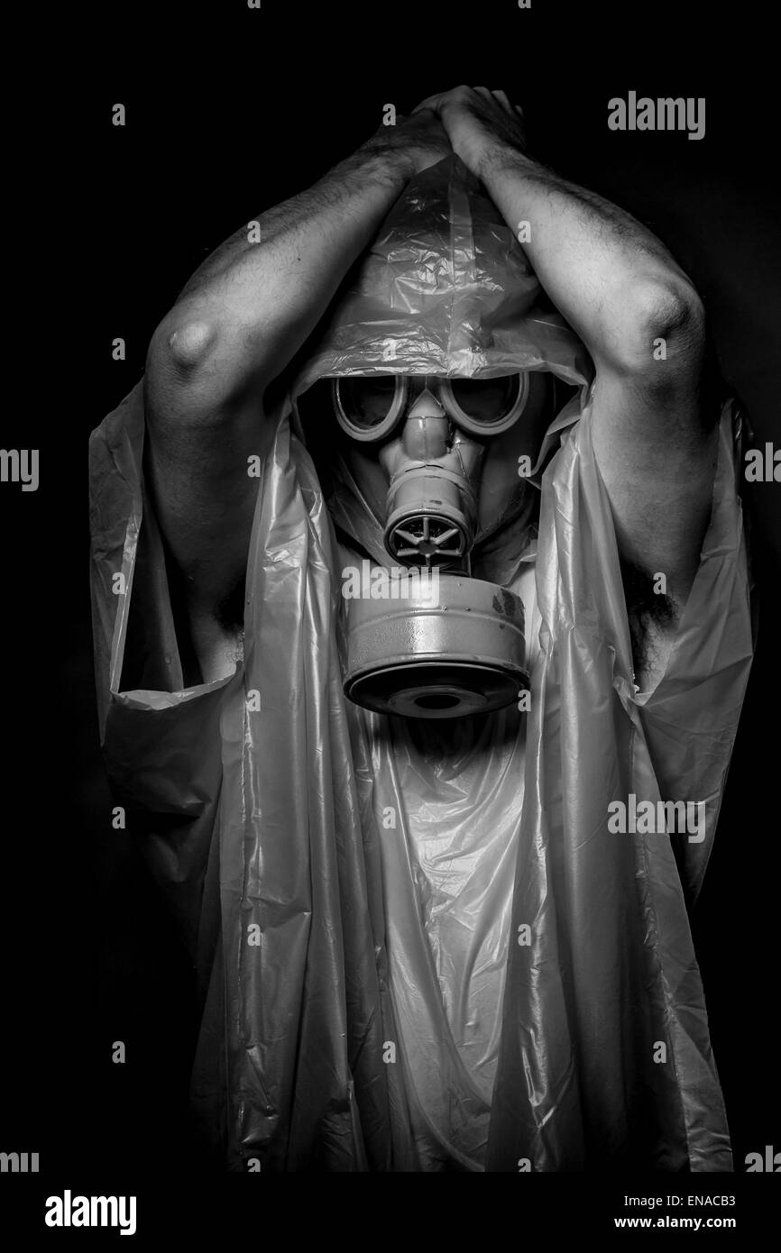 Ebola infection concept, man with red gas mask Stock Photo - Alamy