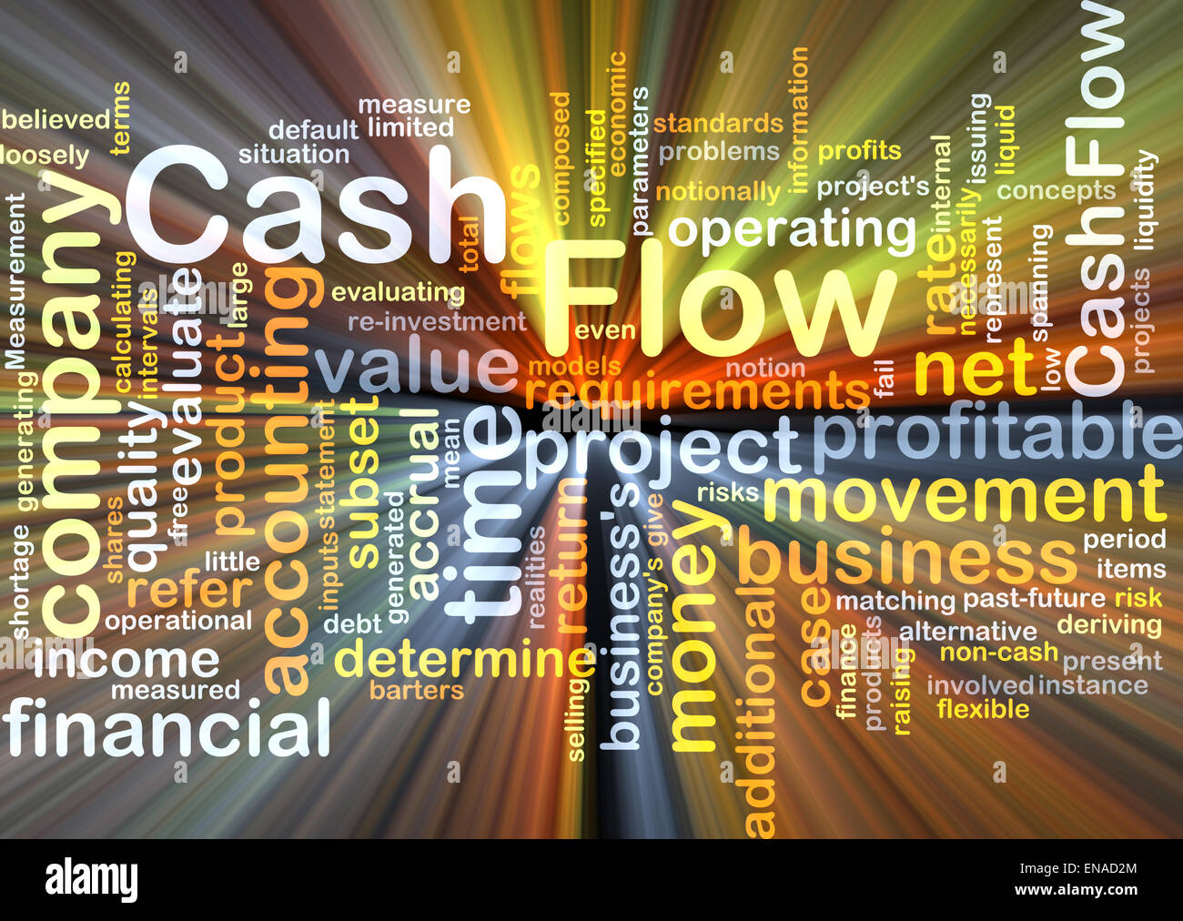 Background concept wordcloud illustration of cash flow glowing light ...