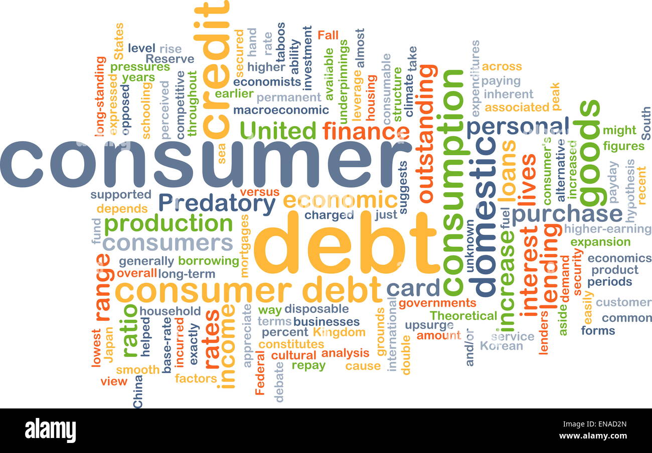 Background concept wordcloud illustration of consumer dept Stock Photo ...