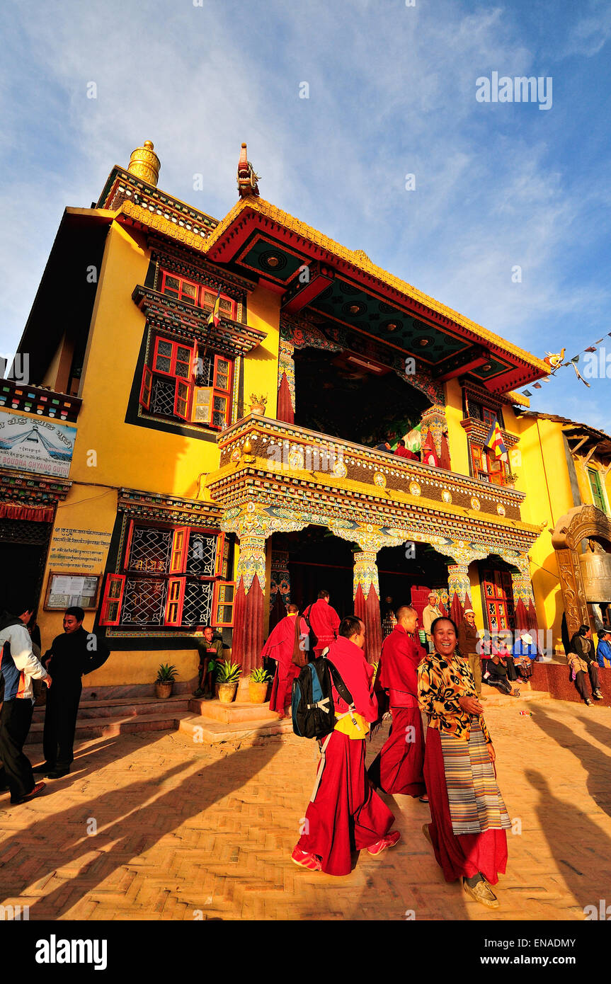 Colorful temple in serrounding Boudha stupa area Stock Photo - Alamy