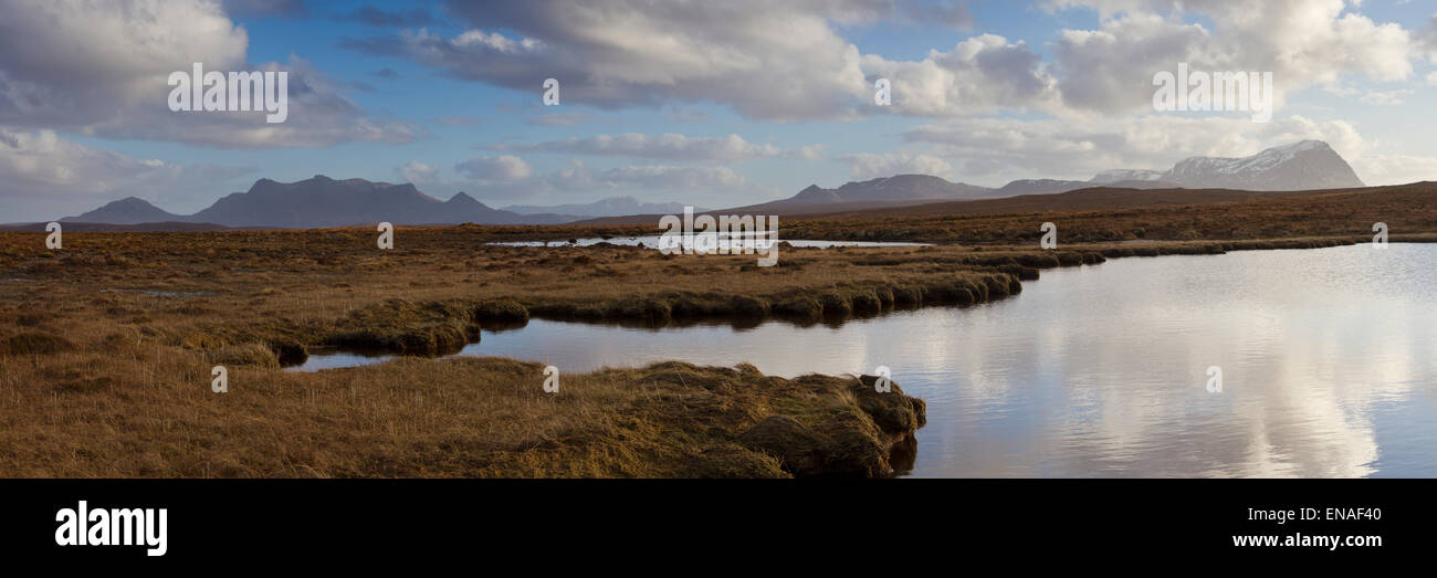 Mhoine moorland with Ben Loyal and Ben Hope, Sutherland Stock Photo - Alamy