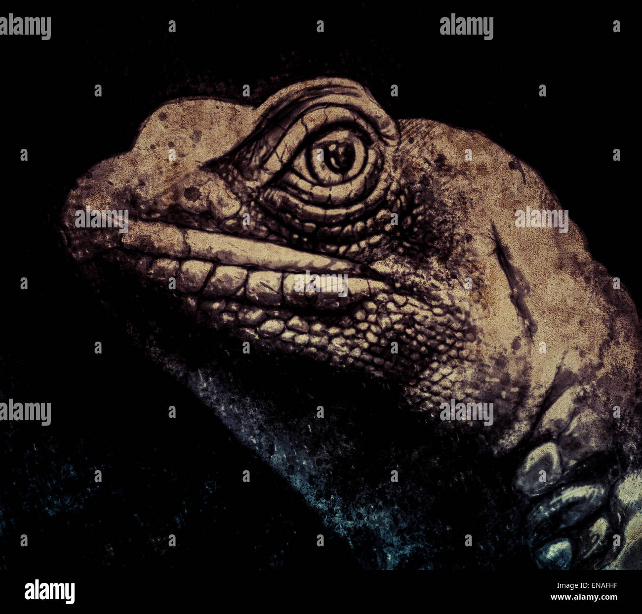 Sketch made with digital tablet of lizard head in sepia Stock Photo - Alamy