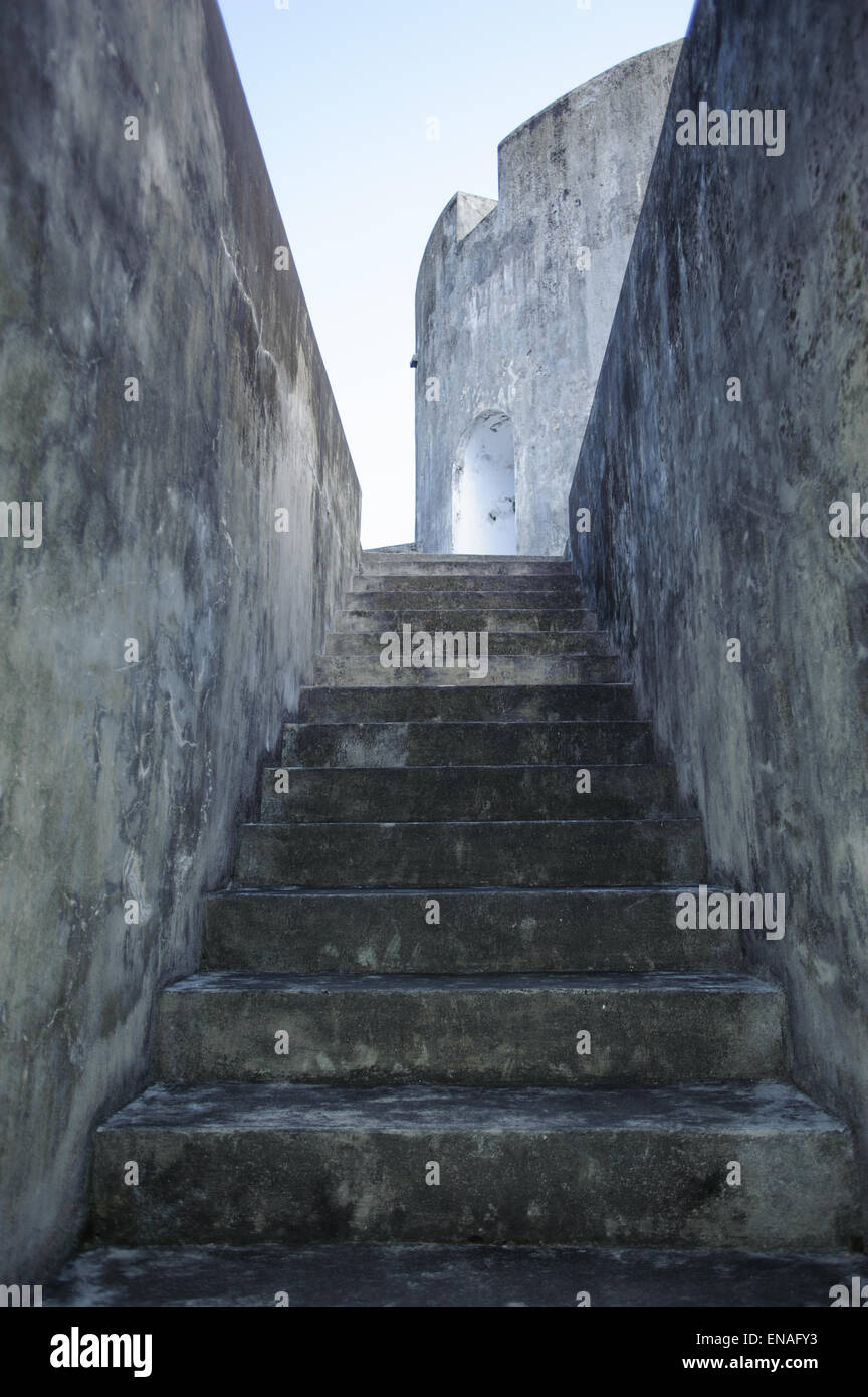 The Stairs leading to the upper level of the Belgica fort in Banda ...