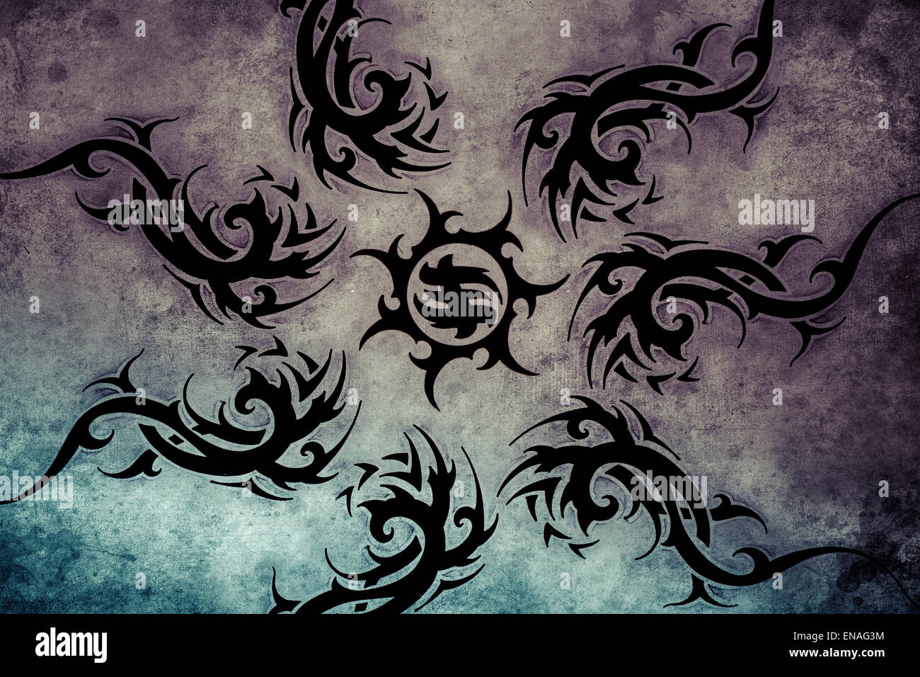 Tattoo design over grey background. textured backdrop. Artistic image ...