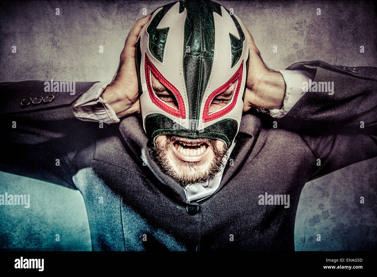 Angry businessman mexican wrestler mask hi-res stock photography and ...