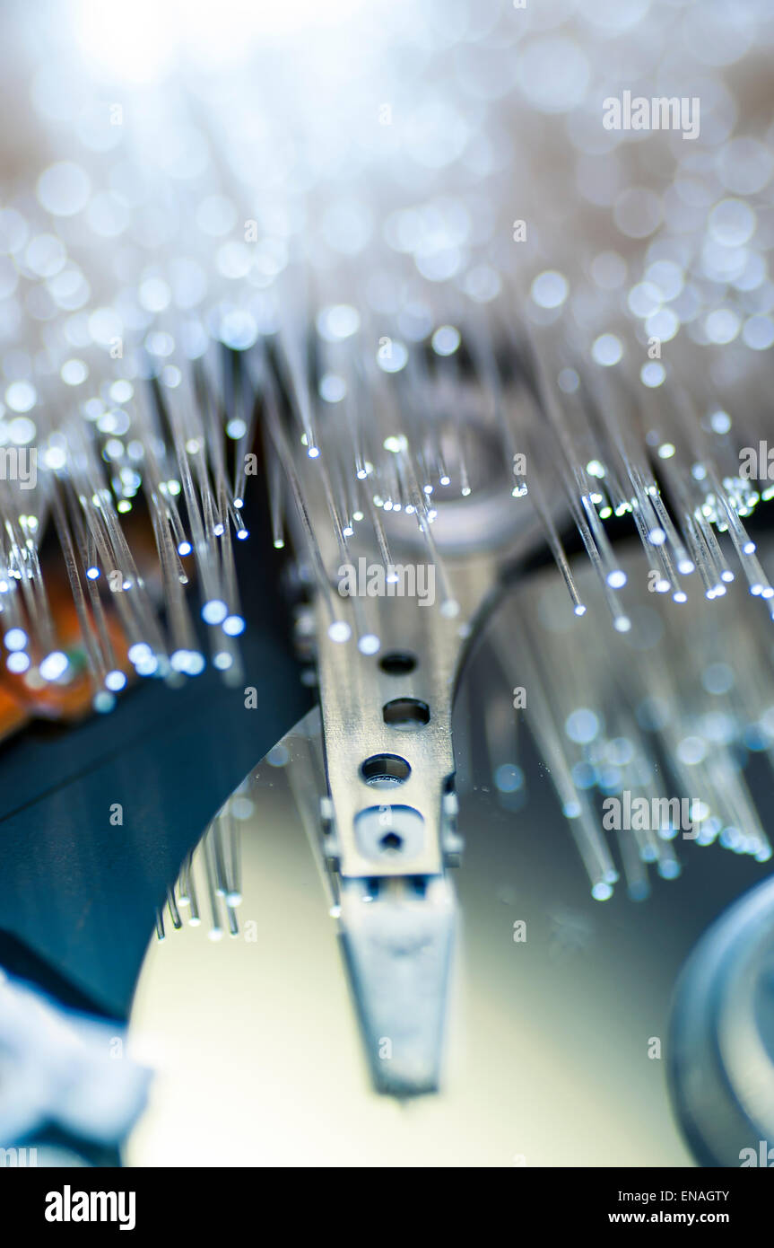 Optical fiber picture with details and light effects. technology Stock ...