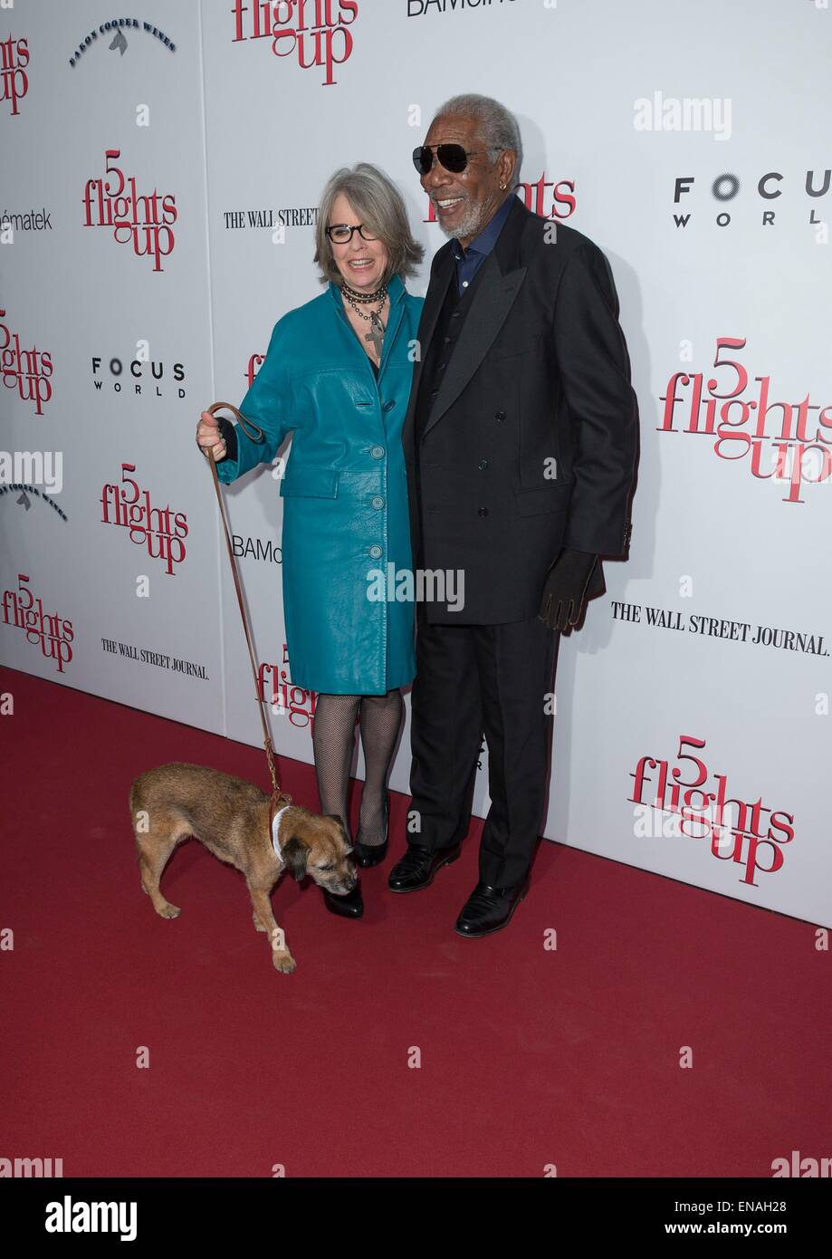 New York, NY, USA. 30th Apr, 2015. Diane Keaton, Morgan Freeman, dog at ...