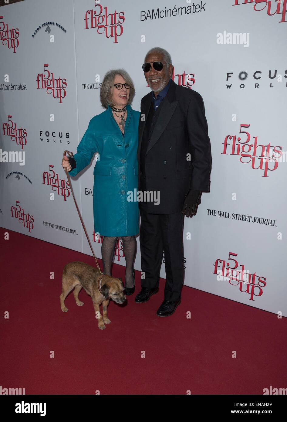 New York, NY, USA. 30th Apr, 2015. Diane Keaton, Morgan Freeman, dog at ...