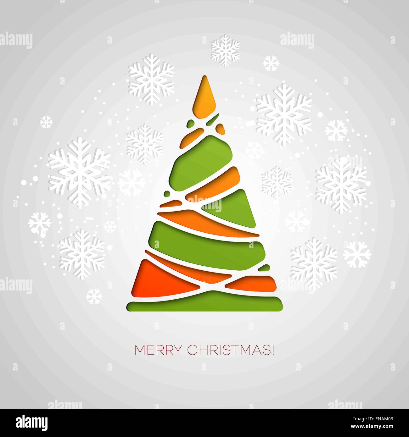 Merry Christmas tree greeting card. Paper design. Vector illustration ...