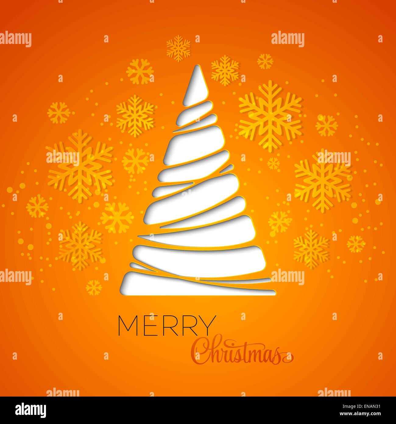 Merry Christmas tree greeting card. Paper design. Vector illustration ...
