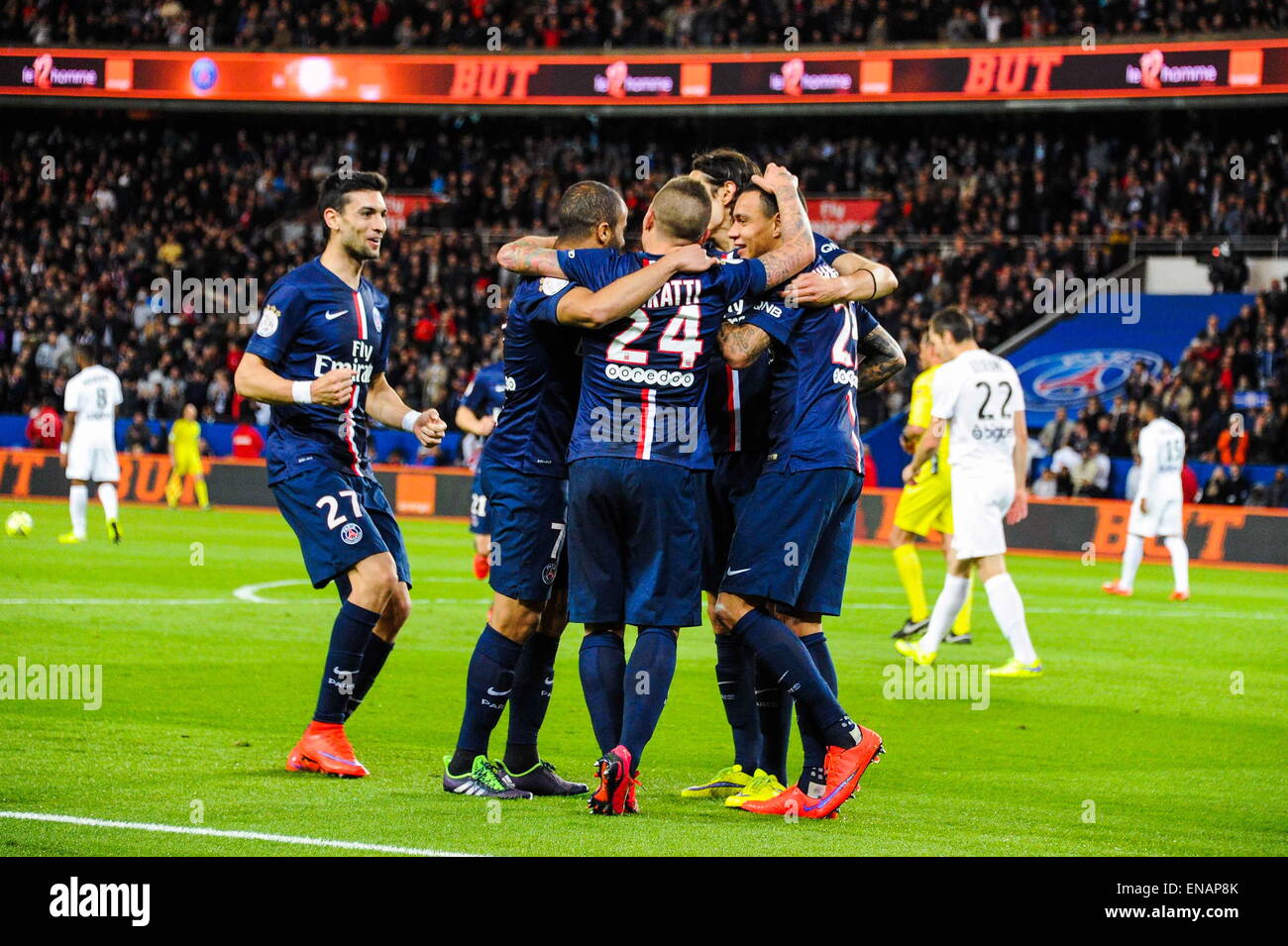 Joie Gregory VAN DER WIEL/groupe PSG - 28.04.2015 - Paris Saint Germain ...