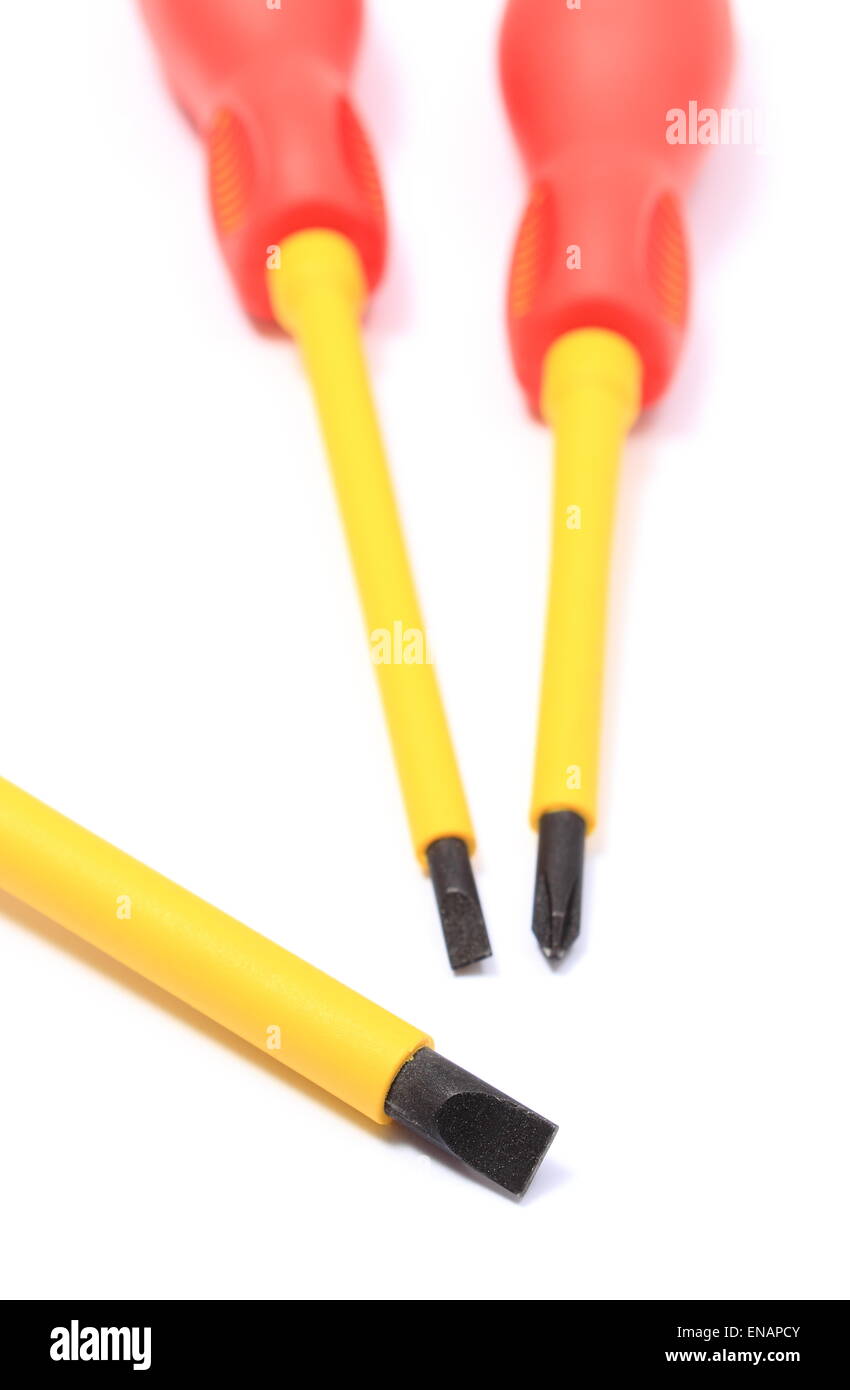 Screwdrivers isolated on white background, work tools for engineer ...