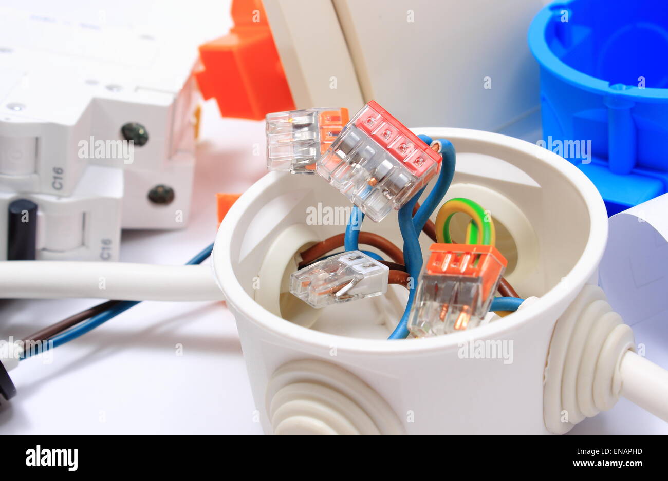 Copper wire connections in electrical hi-res stock photography and ...