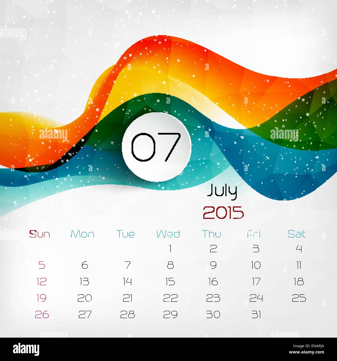 2015 color Calendar. July. Vector illustration. EPS 10 Stock Vector ...