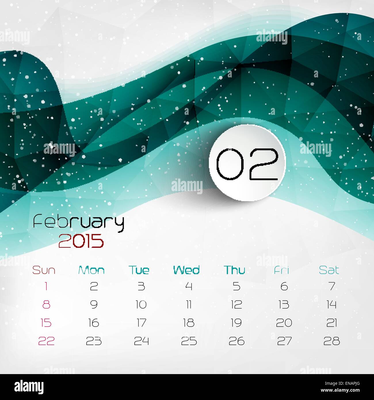 2015 color Calendar. February. Vector illustration. EPS 10 Stock Vector ...