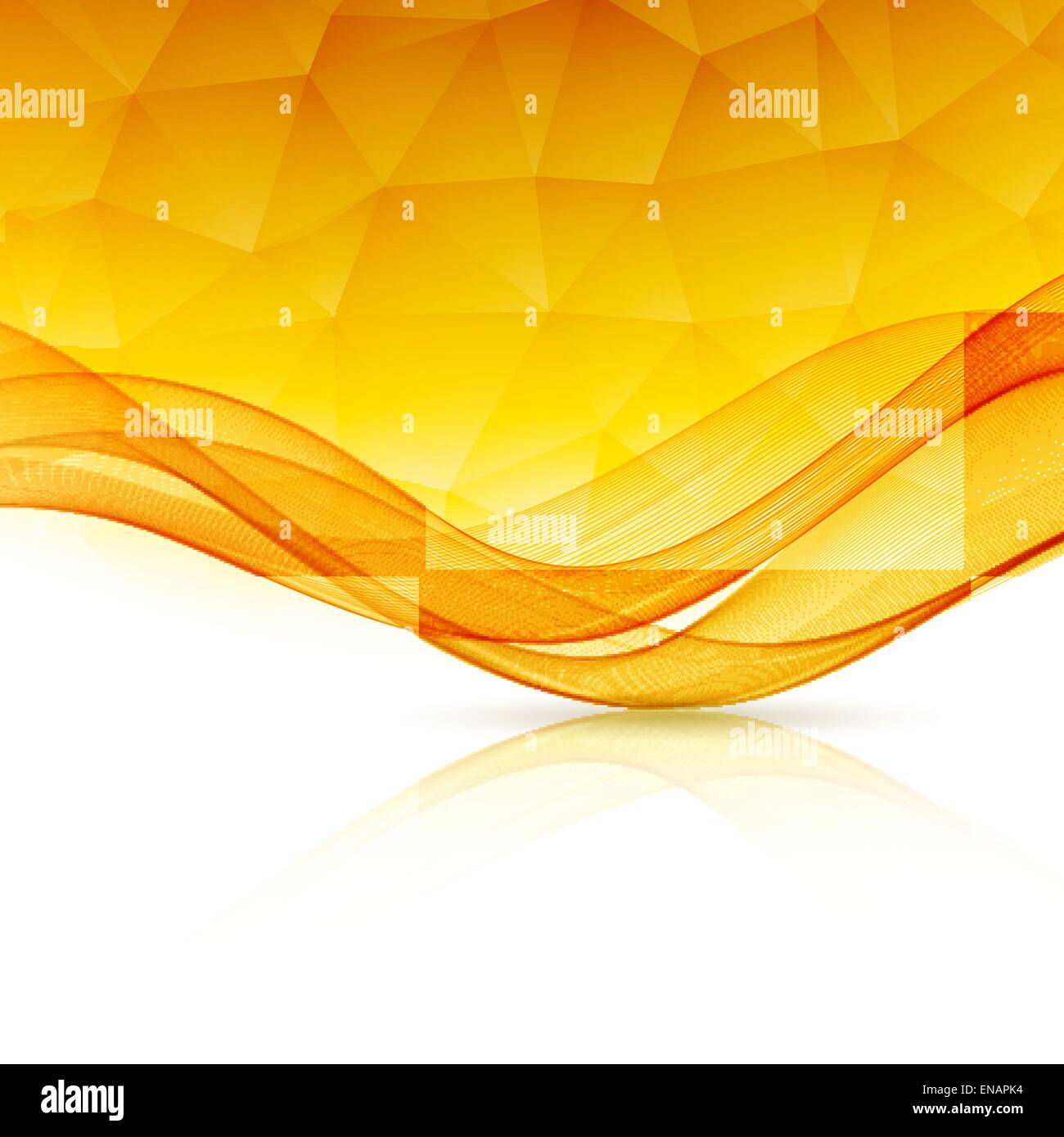 Abstract yellow template background with wave and low poly. Brochure ...