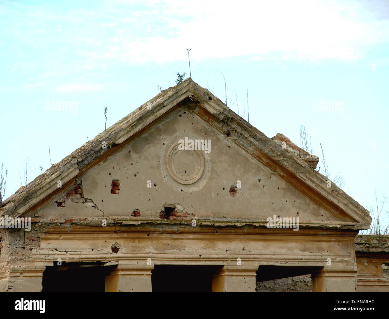 Demolished and destroyed the abandoned castle Stock Photo - Alamy