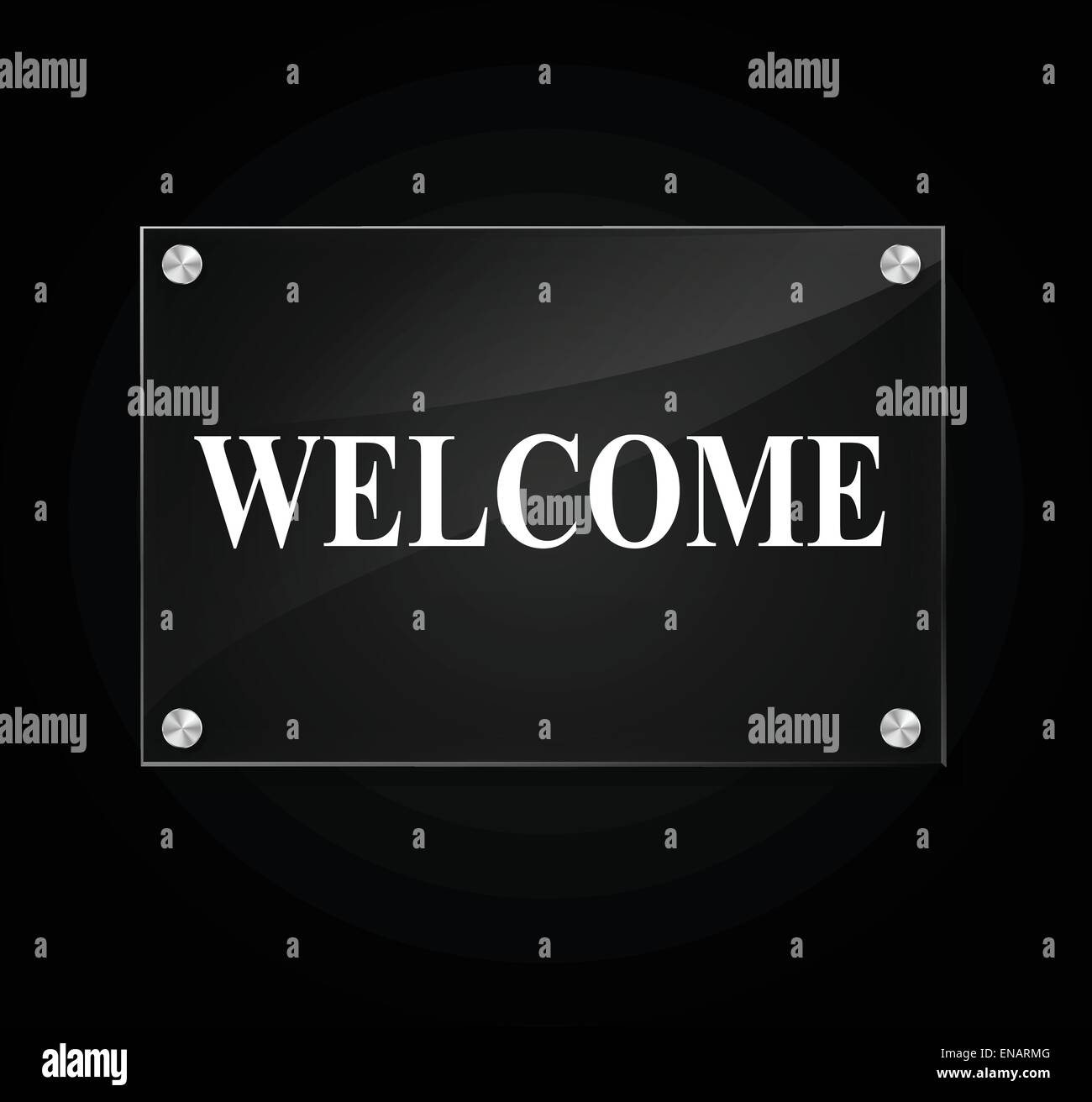 Vector illustration of welcome transparent sign on black background ...