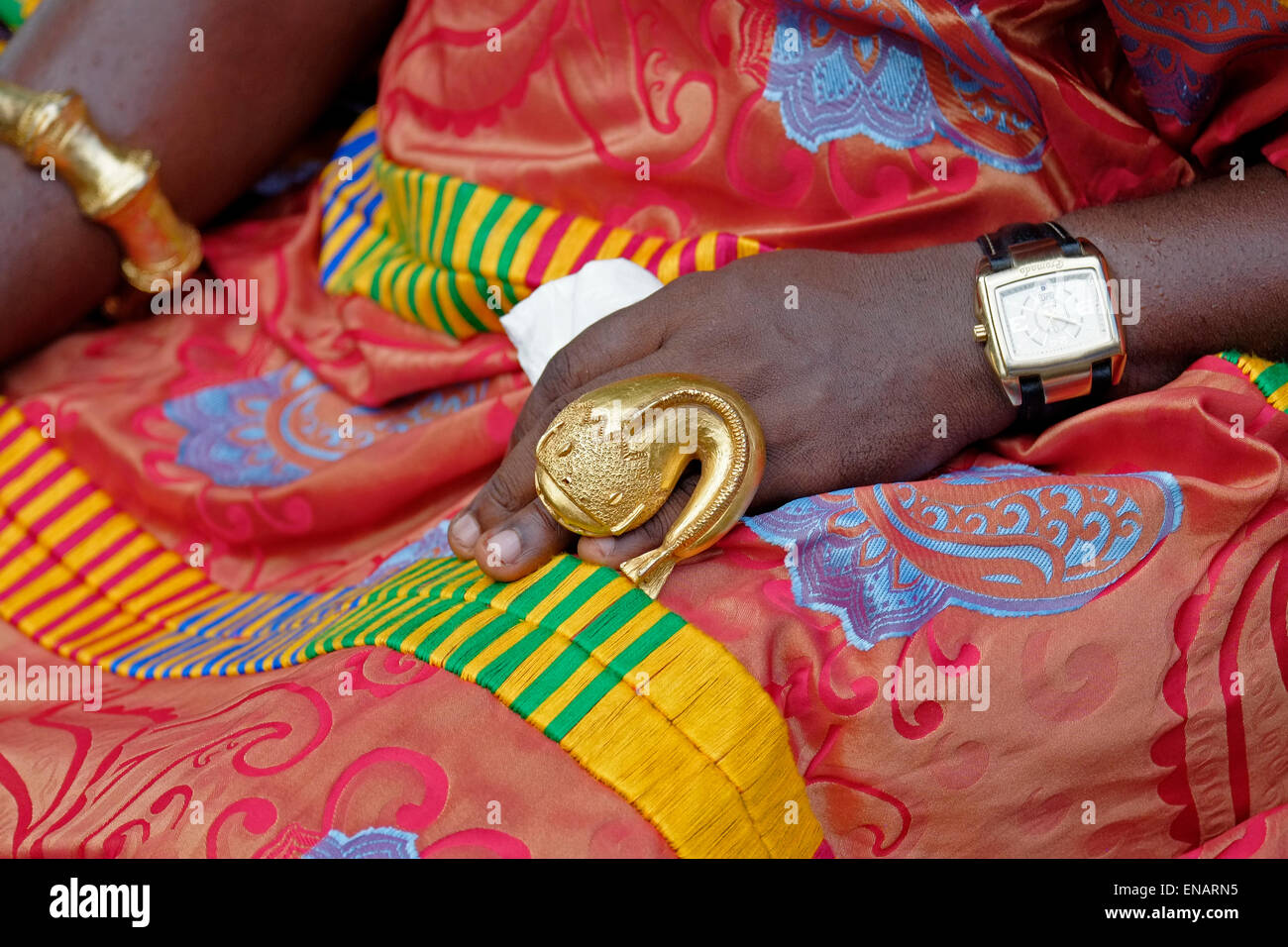 Gold rings decorating the hands of members of the Ashanti ethnic group ...