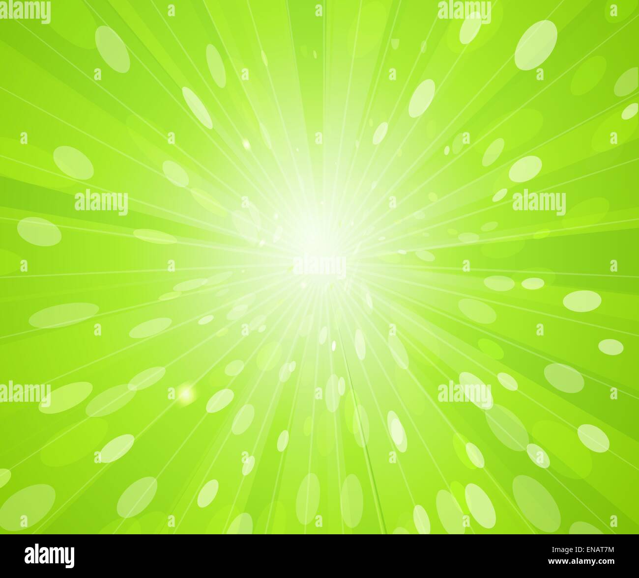 Vector Green Sunny Rays Background Spring Sunbeam Stock Vector Image