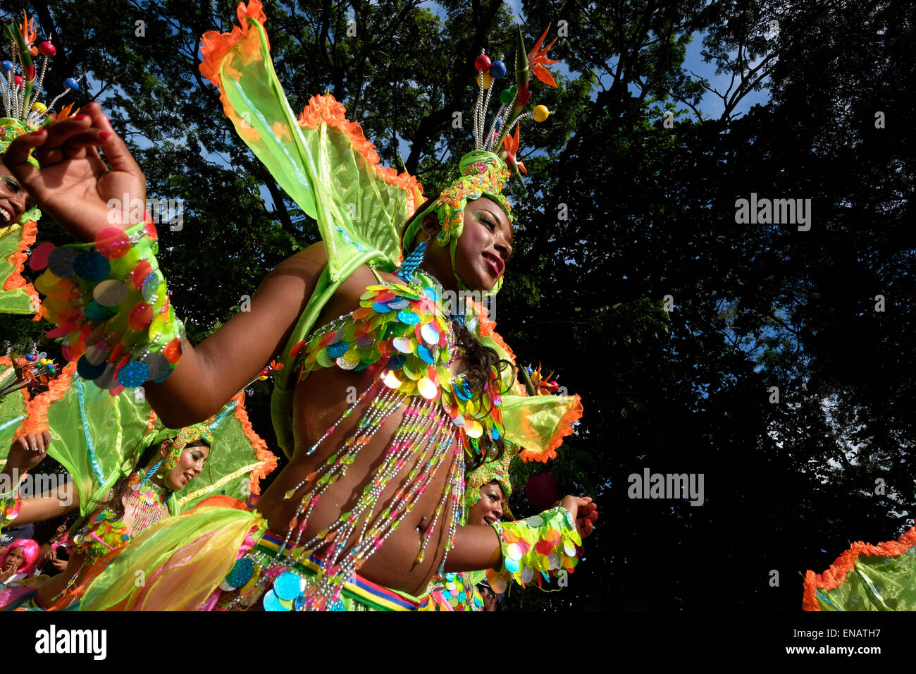 Mauritian delegates taking part in a street parade during the 'Carnaval ...