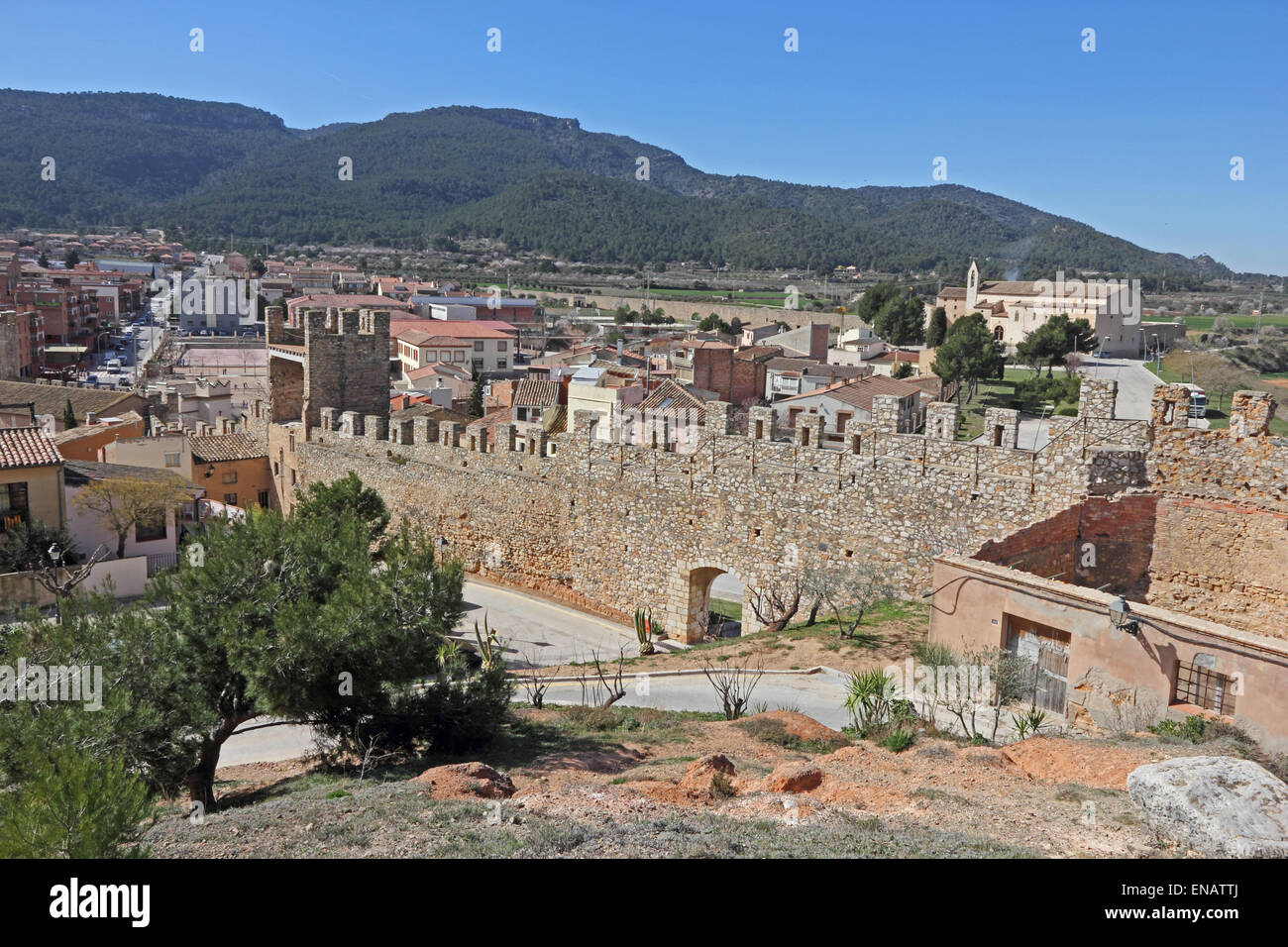 Medieval fortified village of Montblanc, Catalonia, Spain Stock Photo ...
