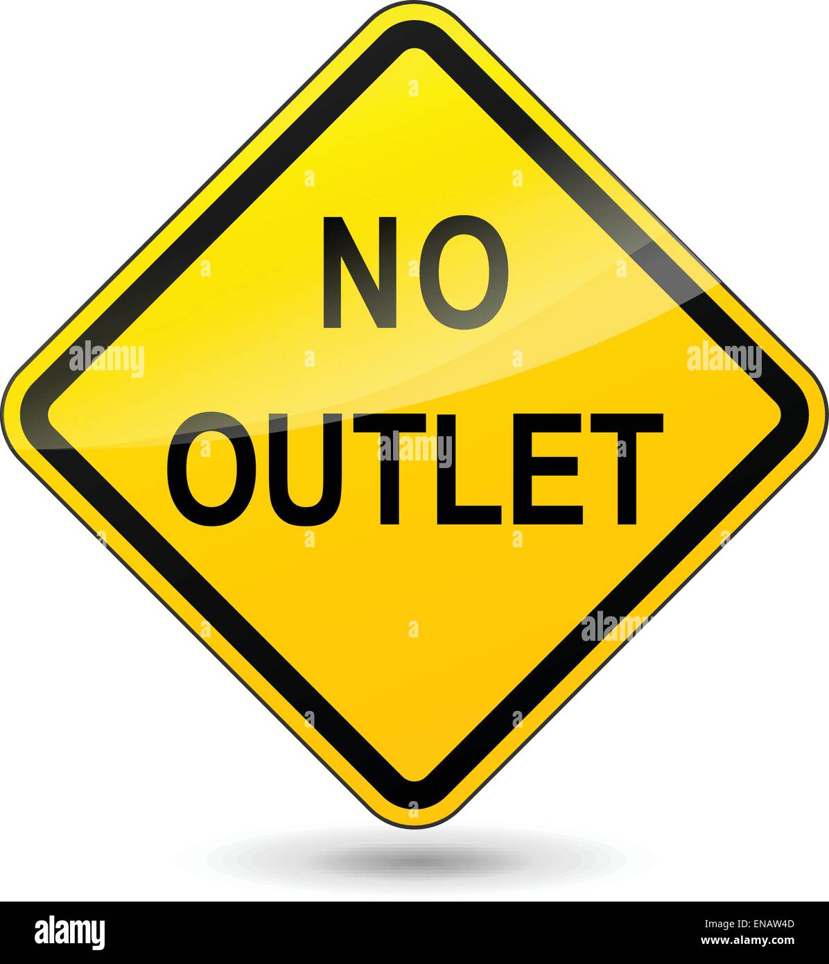 Vector illustration of no outlet yellow sign on white background Stock ...