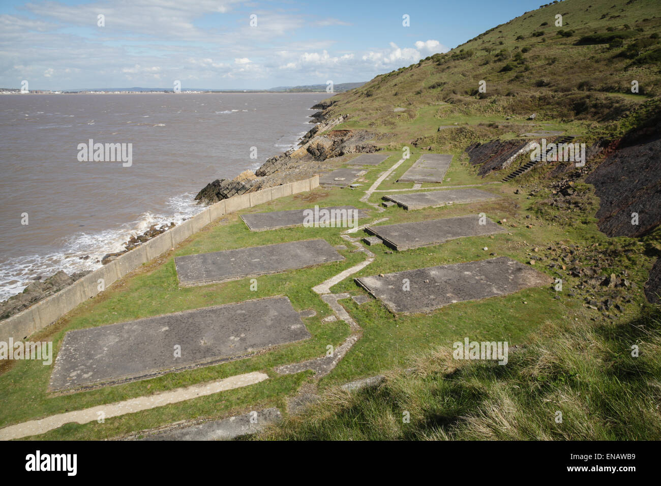 The remains of buildings once occupied by troops at Brean Down Fort ...