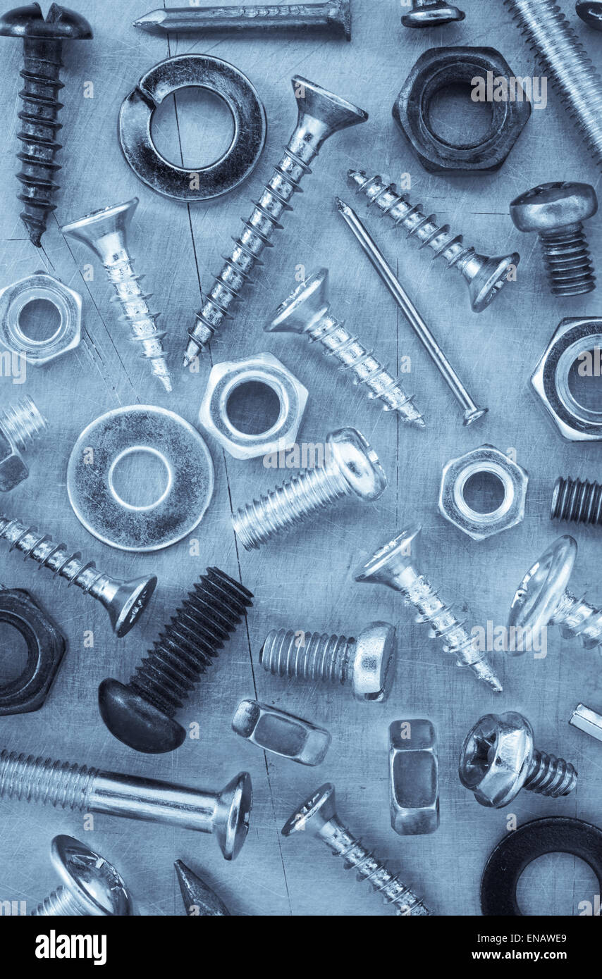 hardware tools at metal background texture Stock Photo - Alamy