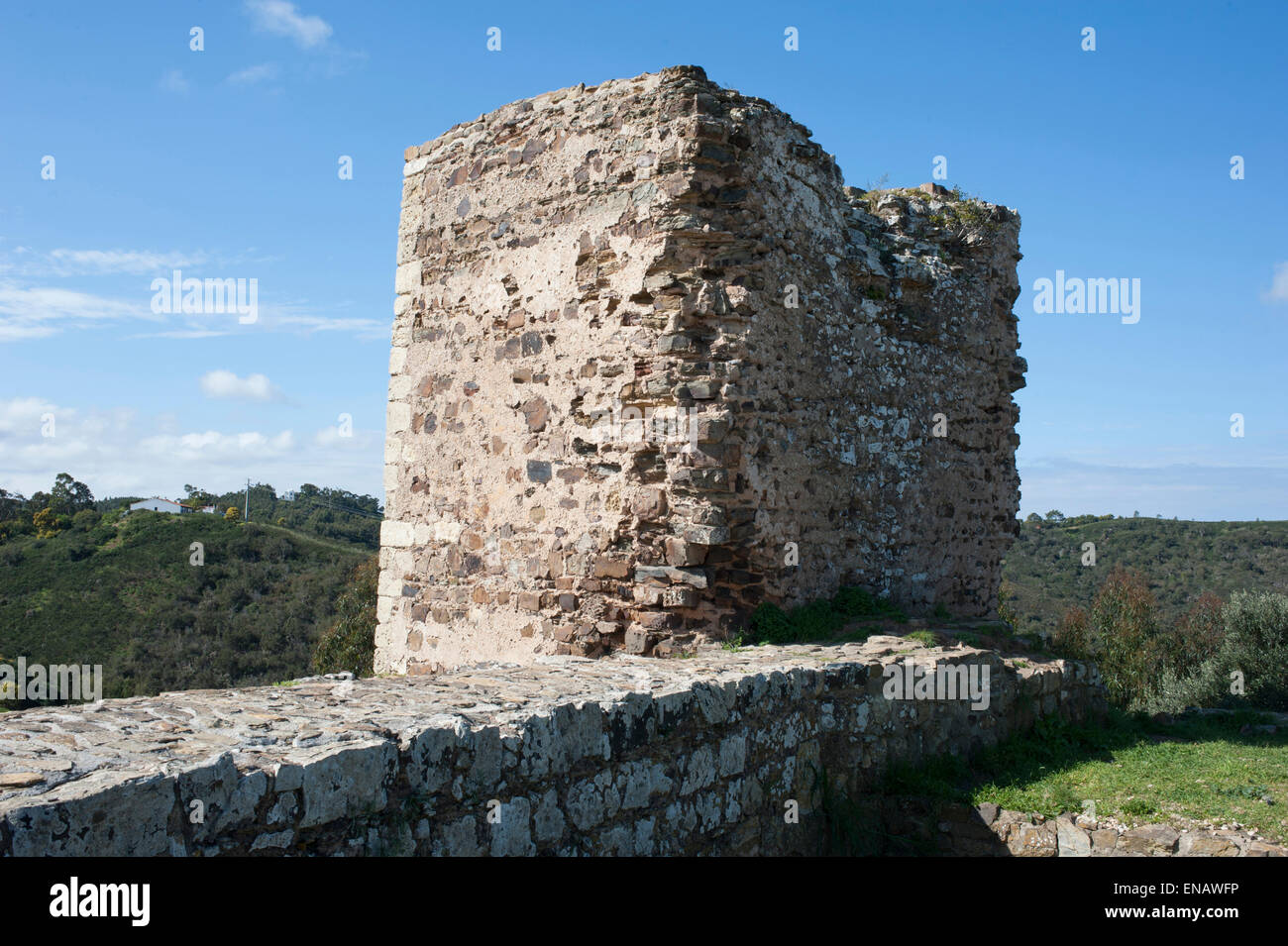 View of the Castle of Aljezur, district of Faro, Portugal Stock Photo ...