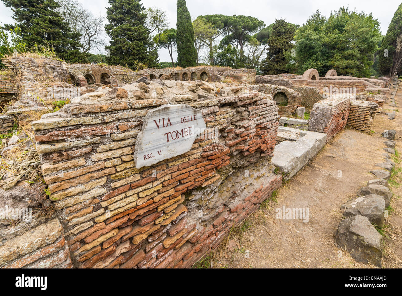 Details in the old town of Ostia, Rome, Italy. Ruins of an ancient ...