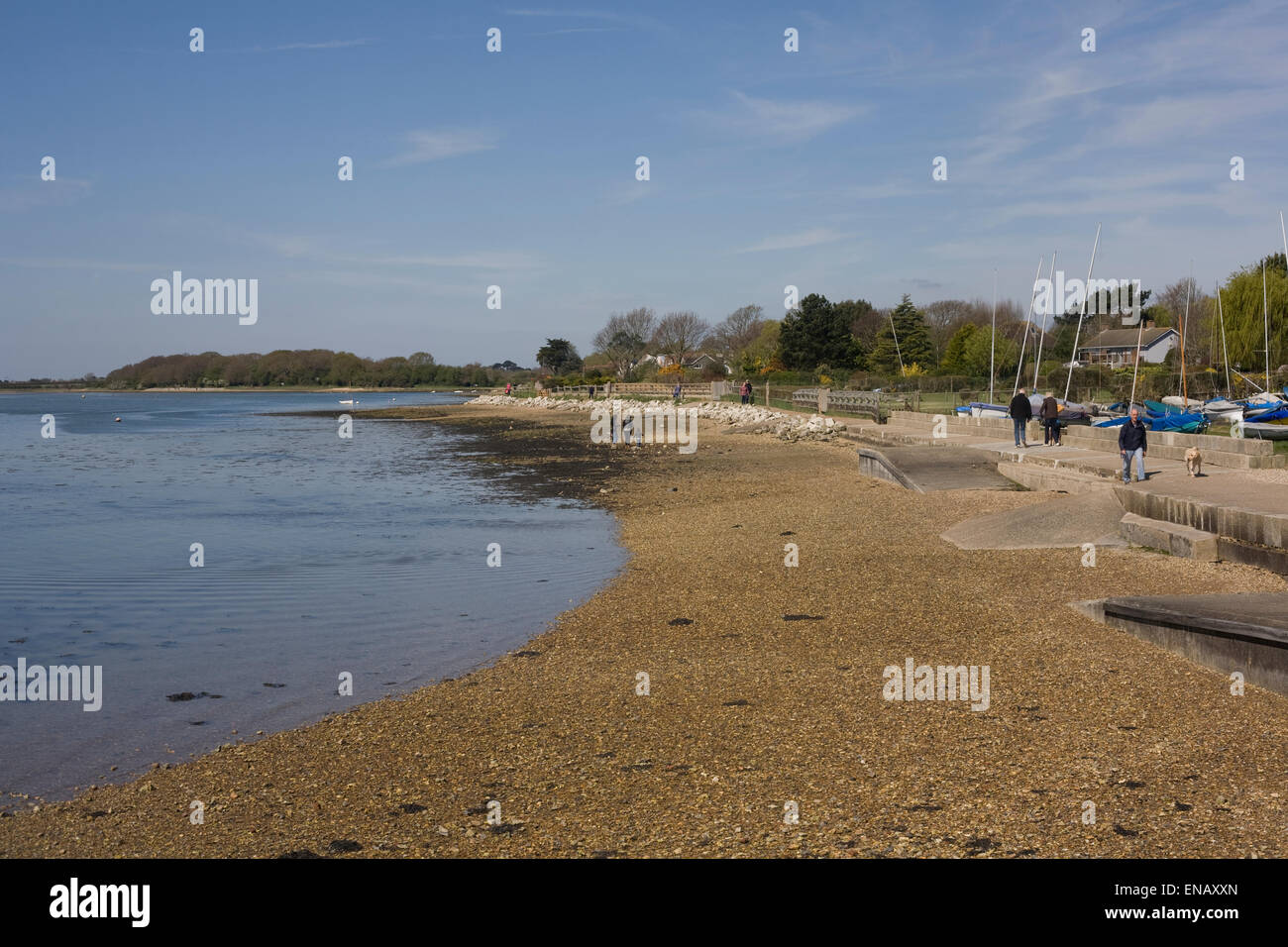 shingle beach of Emsworth shore by sailing club Stock Photo - Alamy