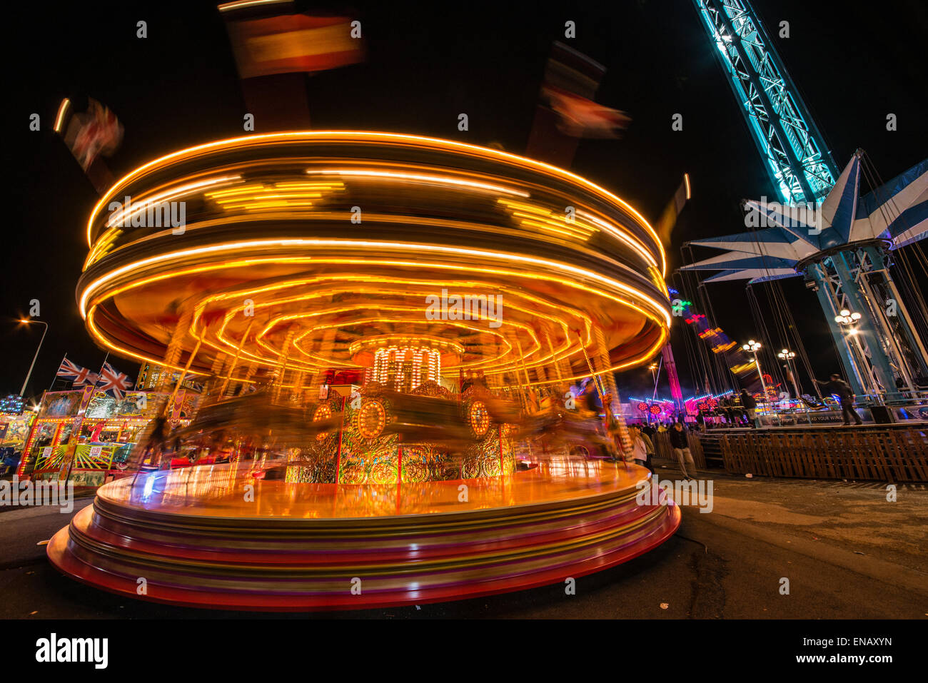 Steam powered Carousel at Hull Fair, Hull, England Stock Photo - Alamy