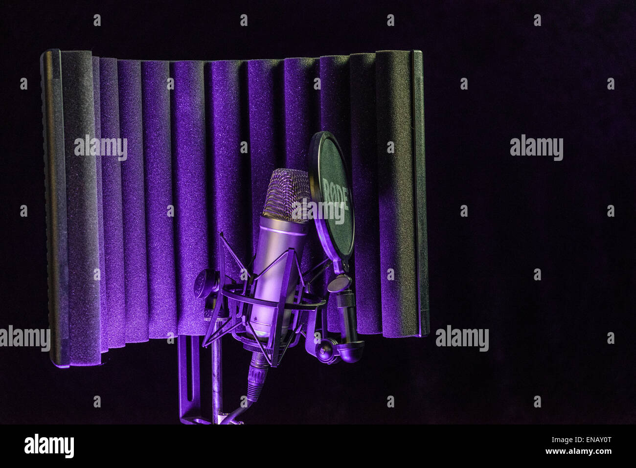 Microphone with sound dampener and shield Stock Photo - Alamy