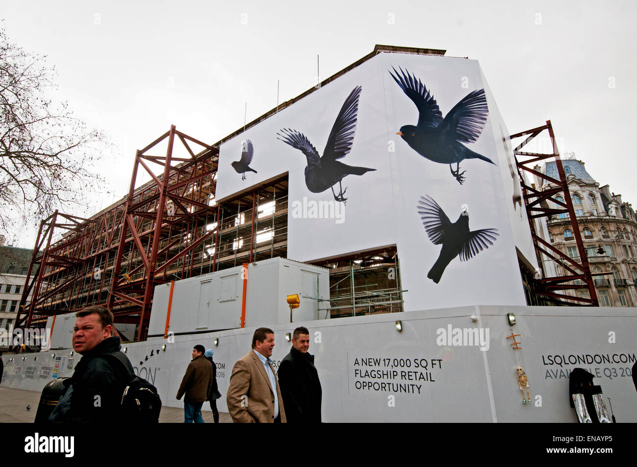 Decorative scaffolding screens Construction site hoarding Stock Photo ...
