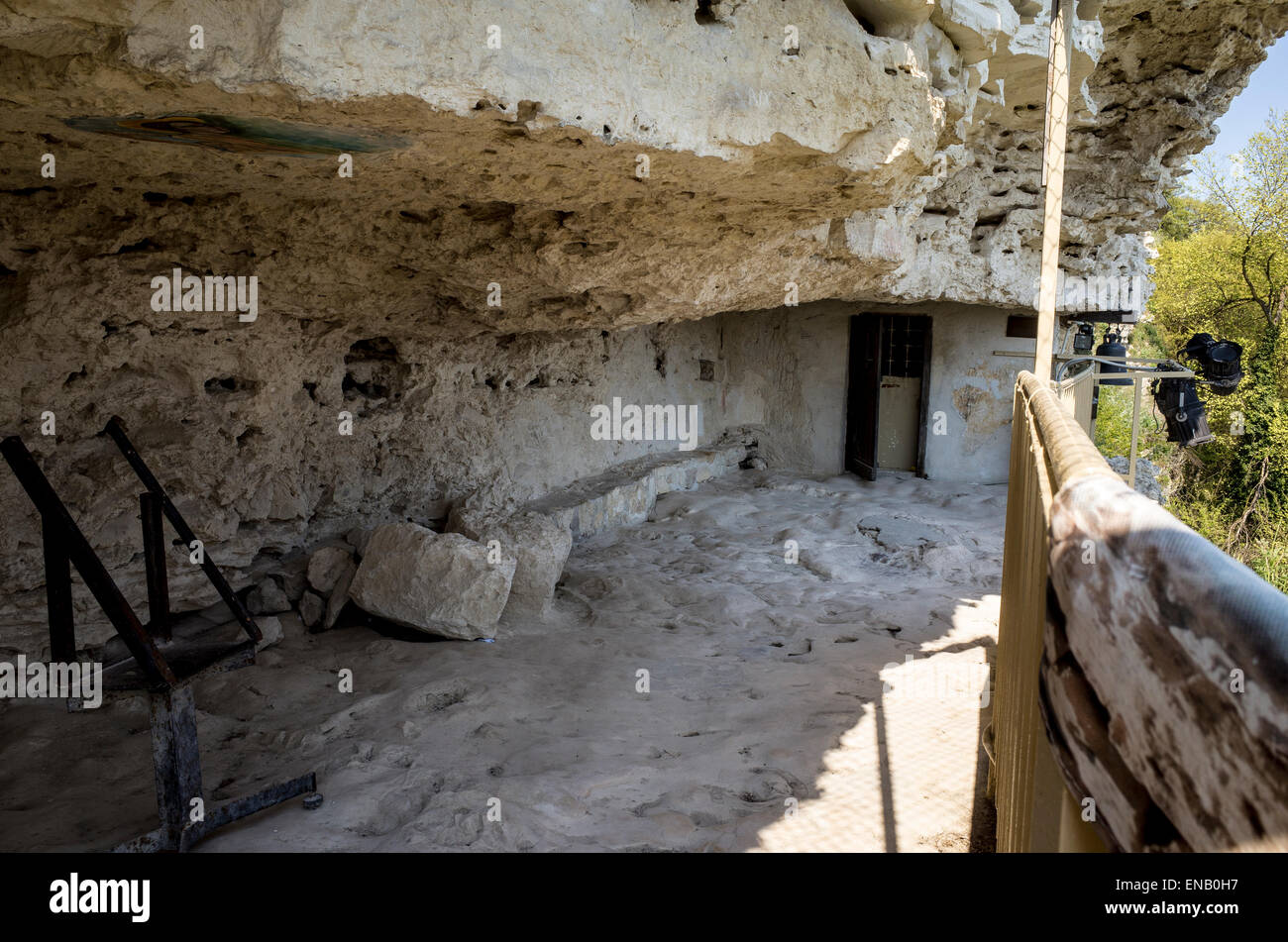 Cavern at the Aladzha (Aladja) medieval rock cave monastery complex ...