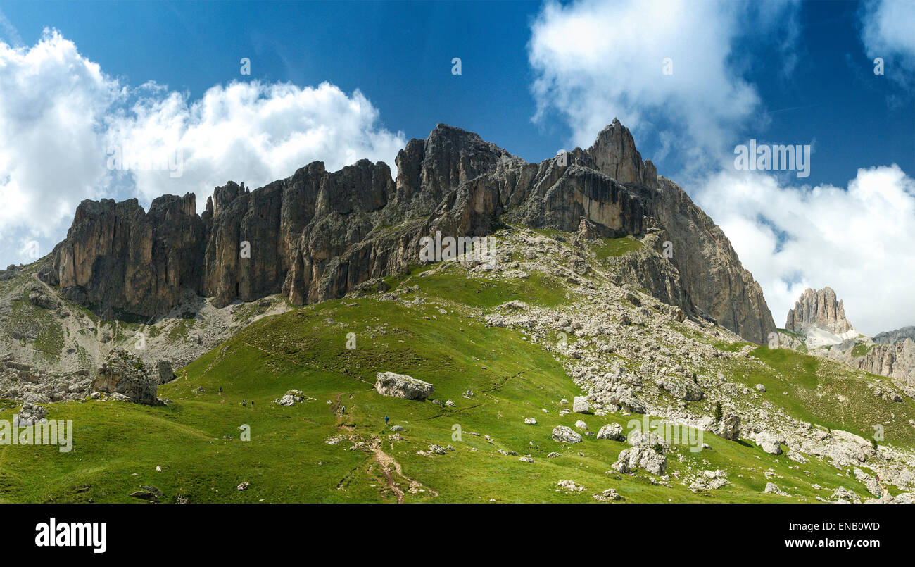Panoramic view of the Cresta de Majaré, Dolomites - Italy Stock Photo ...