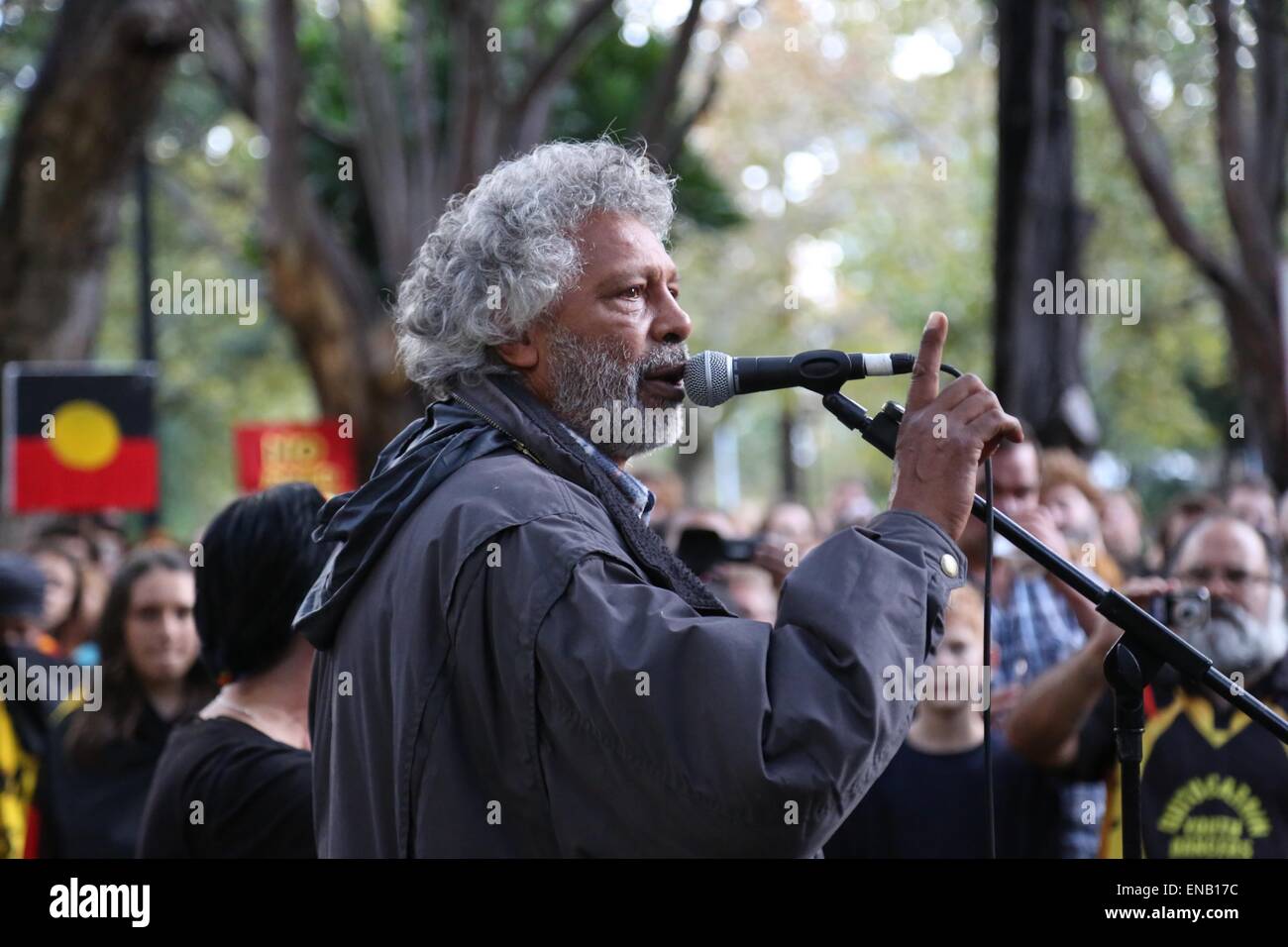 Sydney, Australia. 1 May 2015. Pictured is Actor Ernie Dingo speaking ...